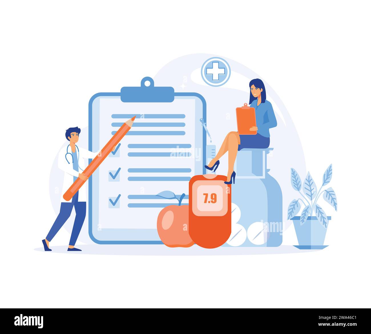 World Diabetes Day Banner Medicine Diabetes Concept Flat Vector