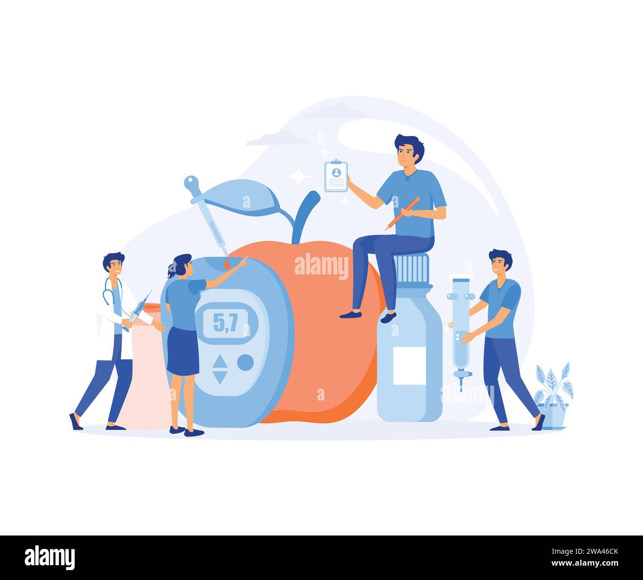 Woman measuring glucose level Cut Out Stock Images & Pictures - Alamy