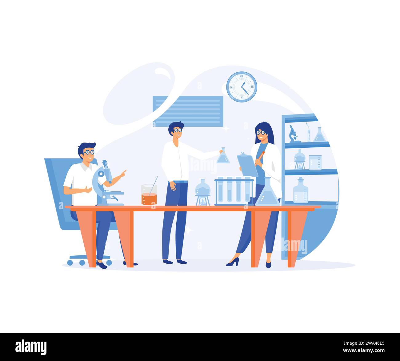scientists two men and woman working at science lab. Laboratory ... scientists two men and woman working at science lab. Laboratory ...