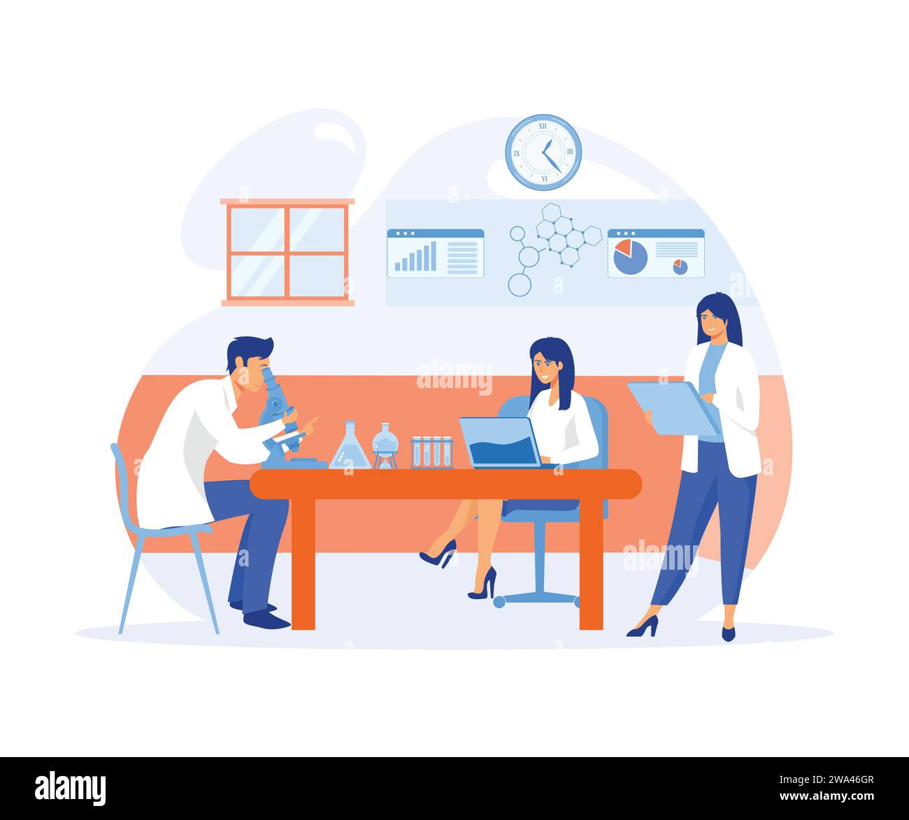 Professional Scientists Doctors And Chemical Researchers Working And Analysis In Laboratory