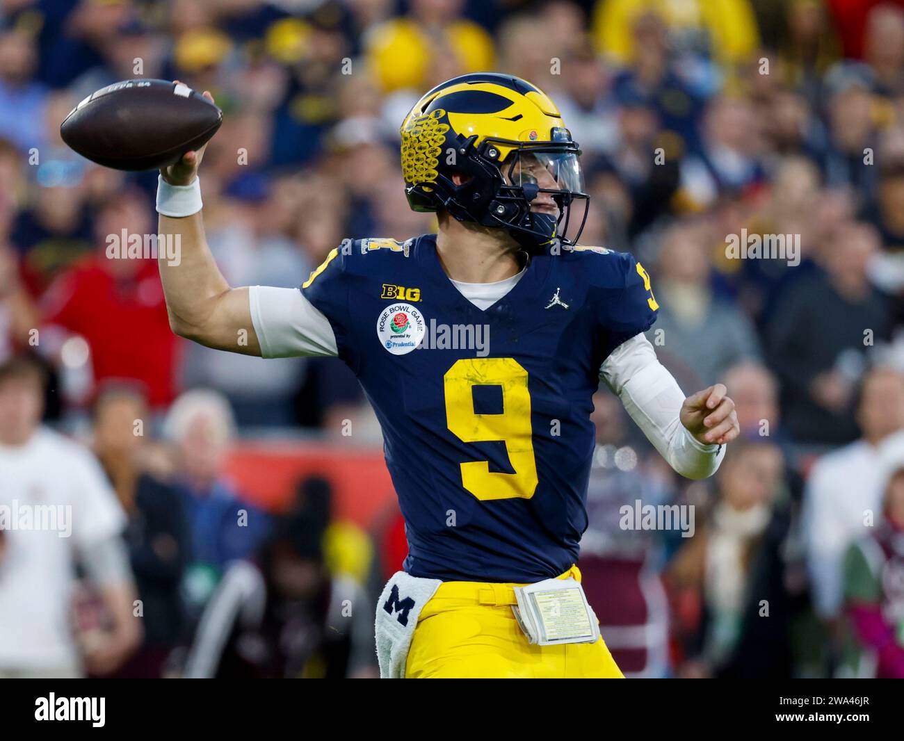 January 01, 2024 Michigan Wolverines quarterback J.J. McCarthy (9) throws a pass during the ...