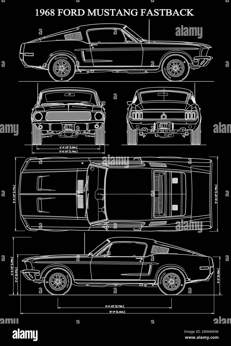 Detail of classic ford mustang Stock Vector Images - Alamy