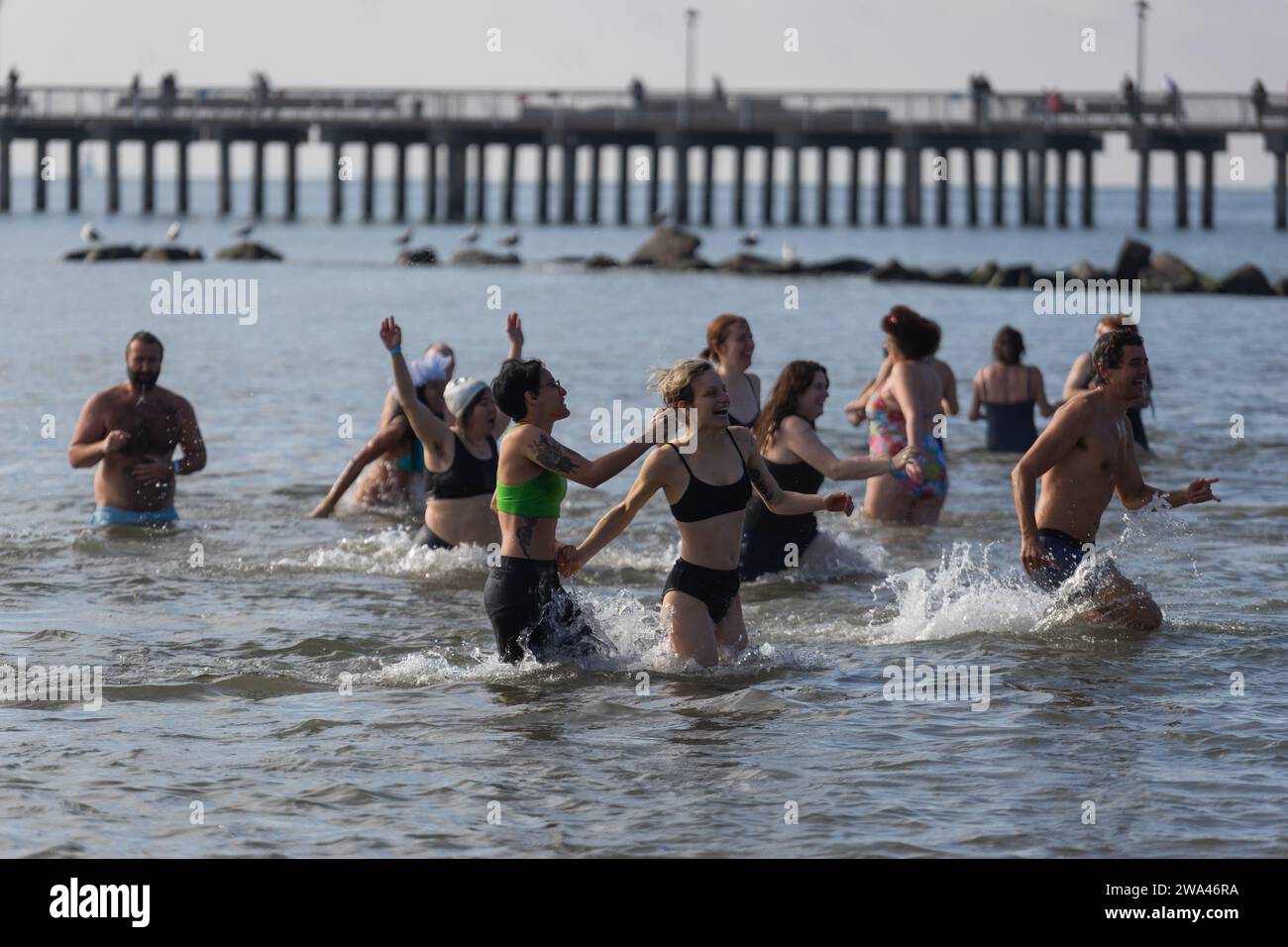 Brooklyn, USA. 01st Jan, 2024. People participate in the 121st annual ...