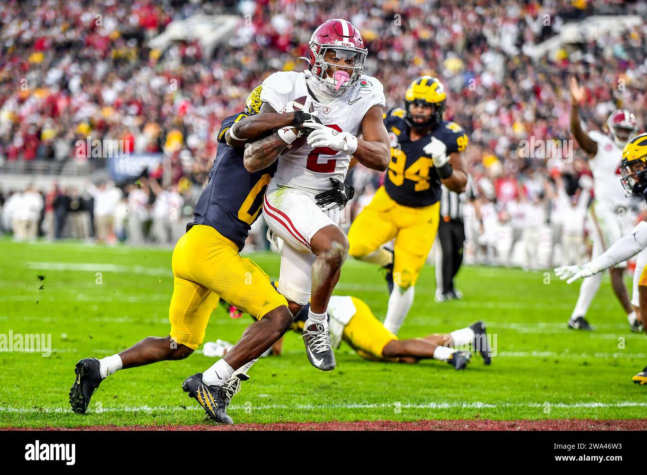 Pasadena, CA. 1st Jan, 2024. Alabama Crimson Tide running back Jase ...