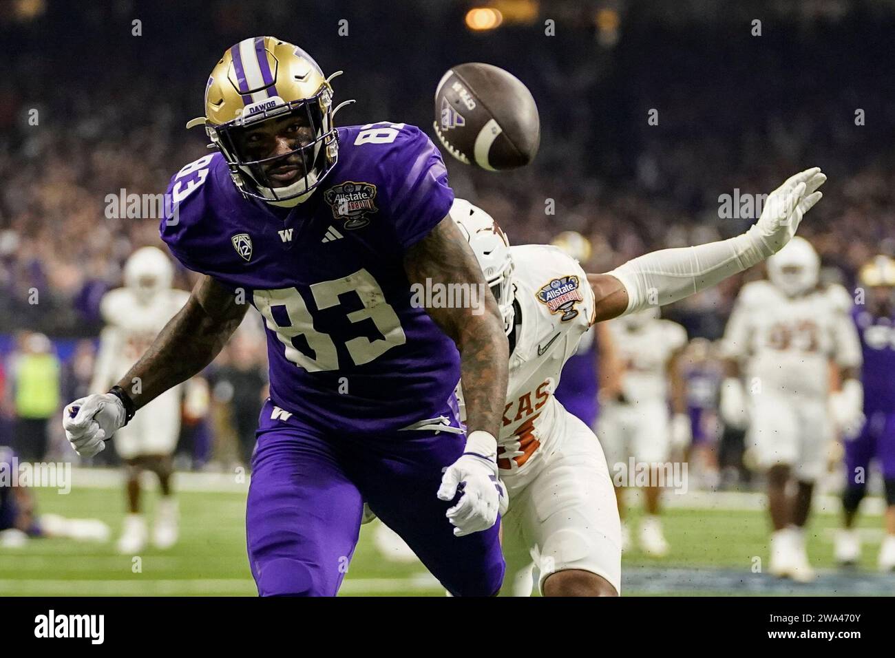 Washington tight end Devin Culp (83) misses the catch against Texas ...