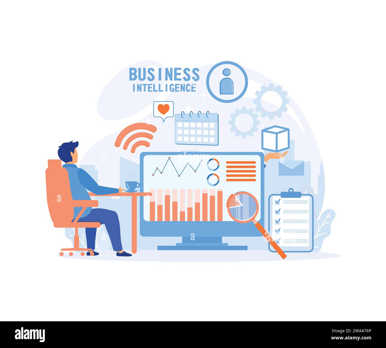 Business Intelligence. Business intelligence concept as background with ...