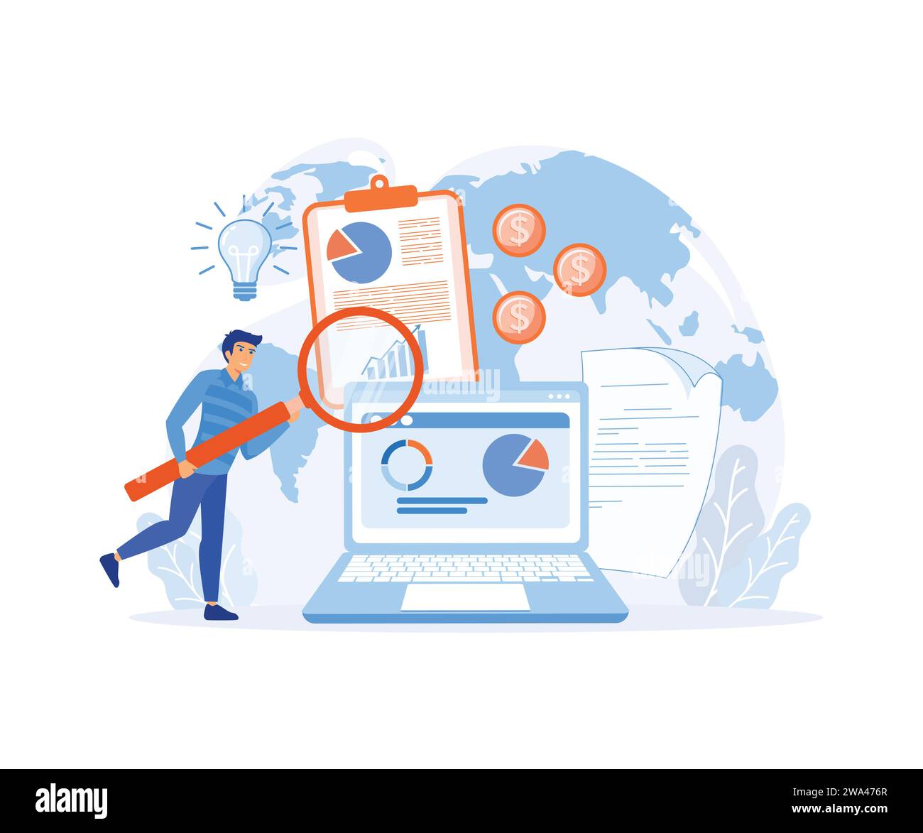 Business intelligence concept vector background illustration with ...