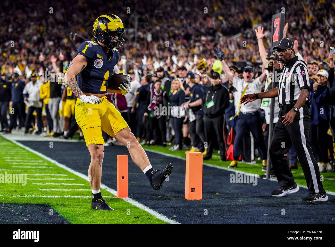 Pasadena, CA. 1st Jan, 2024. Michigan Wolverines wide receiver Roman ...