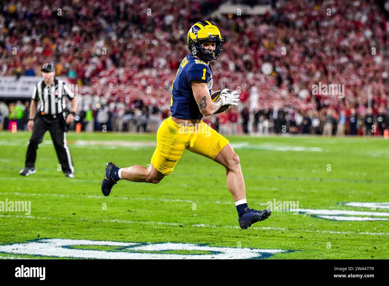 Pasadena, CA. 1st Jan, 2024. Michigan Wolverines wide receiver Roman ...