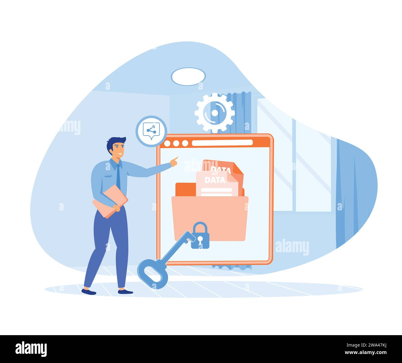 Characters using Security Services to Protect Personal Data. flat ...