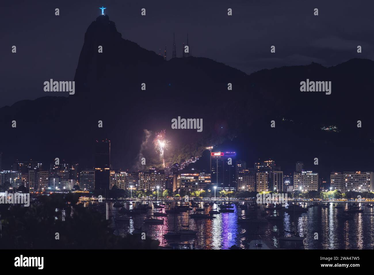 High perspective view of Botafogo Bay in Rio de Janeiro, Brazil at ...