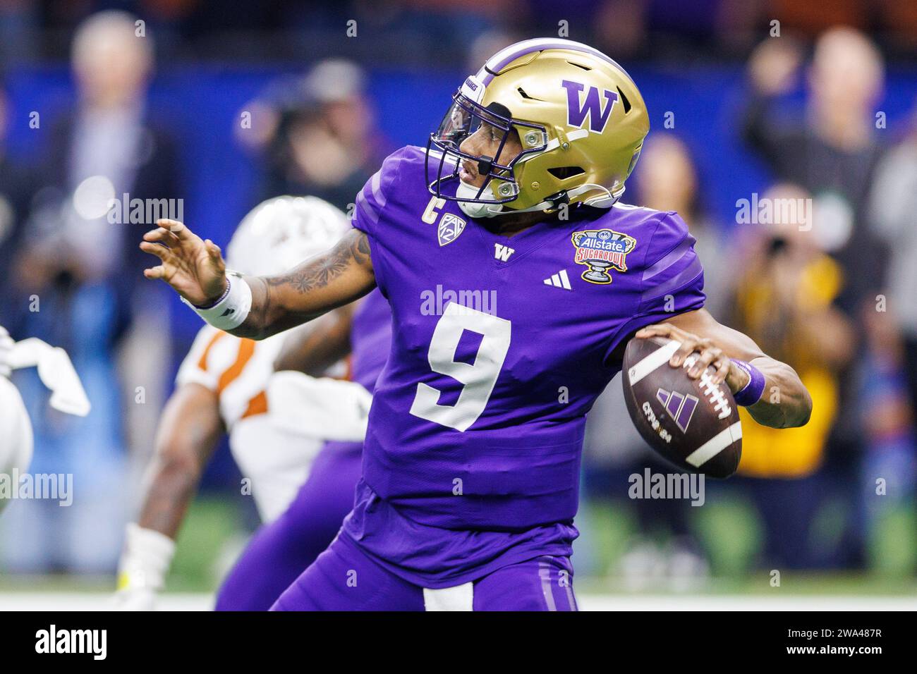 January 01, 2024: Washington quarterback Michael Penix Jr. (9) passes the ball during NCAA ...