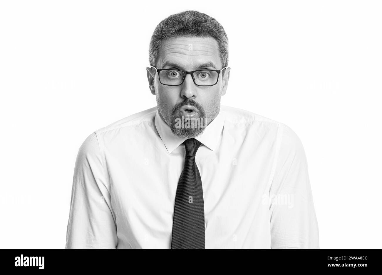 caucasian shocked man at studio. shocked man on background. photo of ...