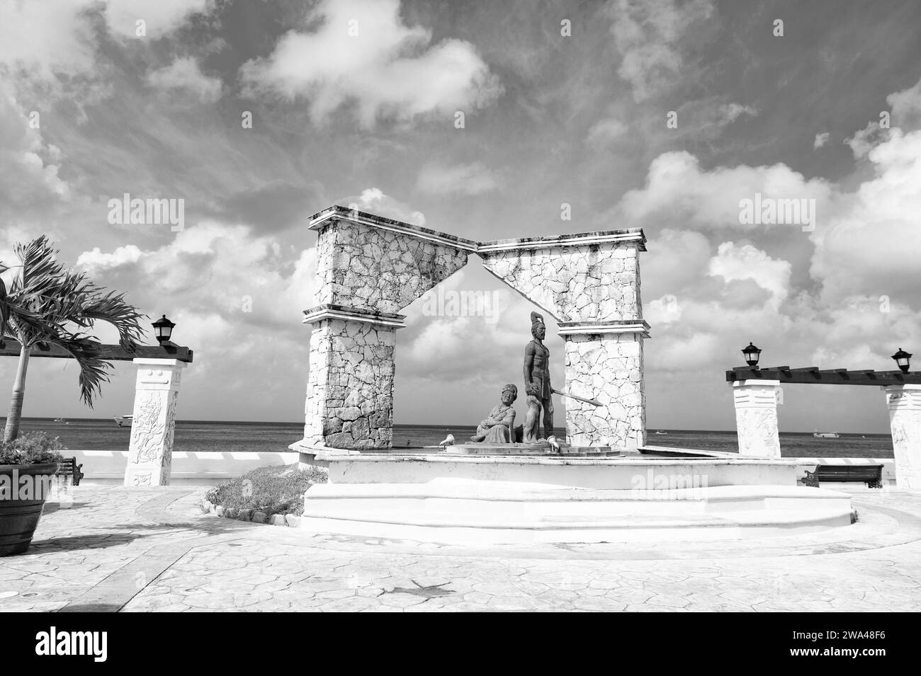 landmark statue with arch. cozumel landmark statue with arch at ...