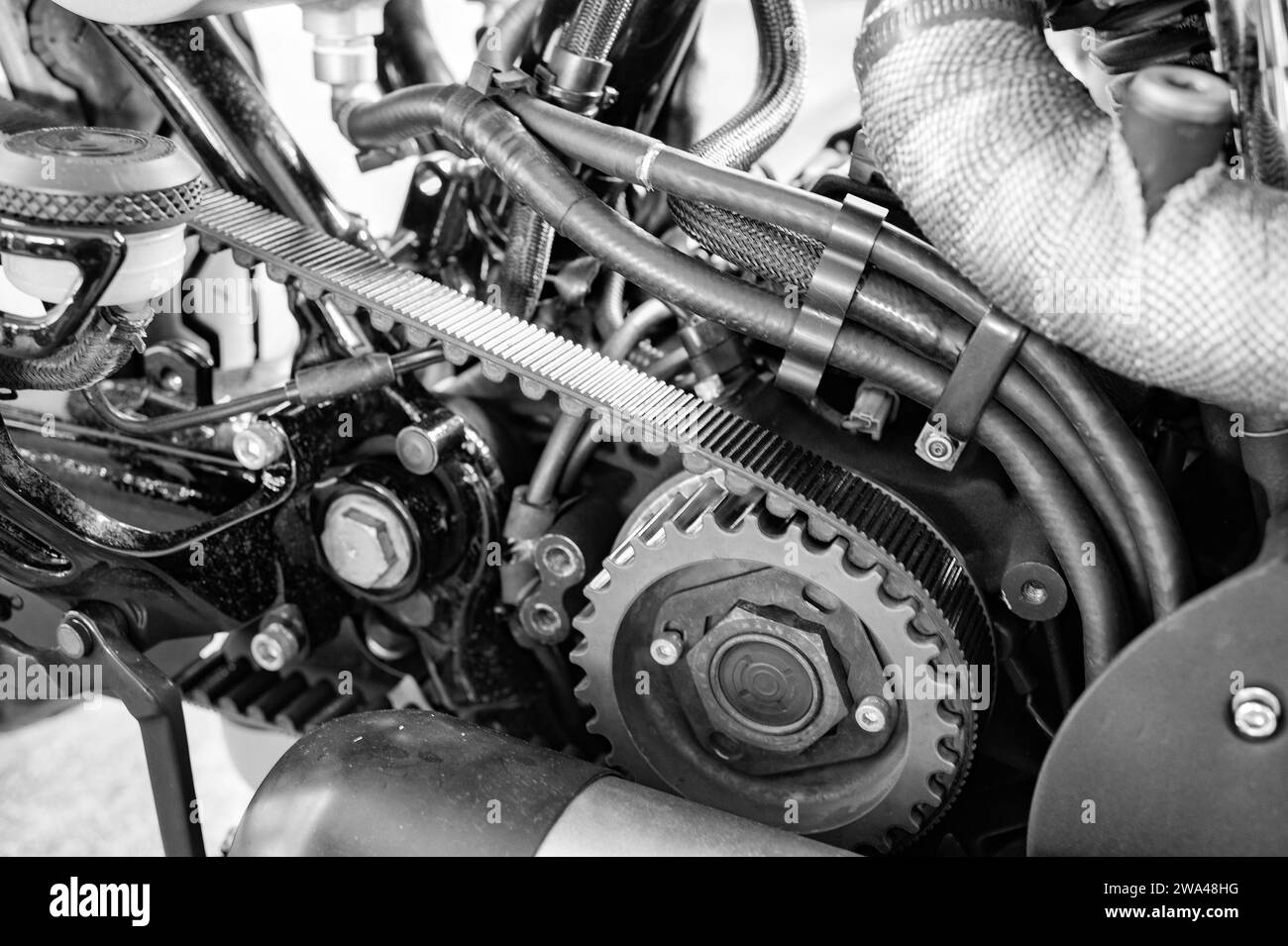 detailed metallic motorcycle engine part of mechanism Stock Photo - Alamy