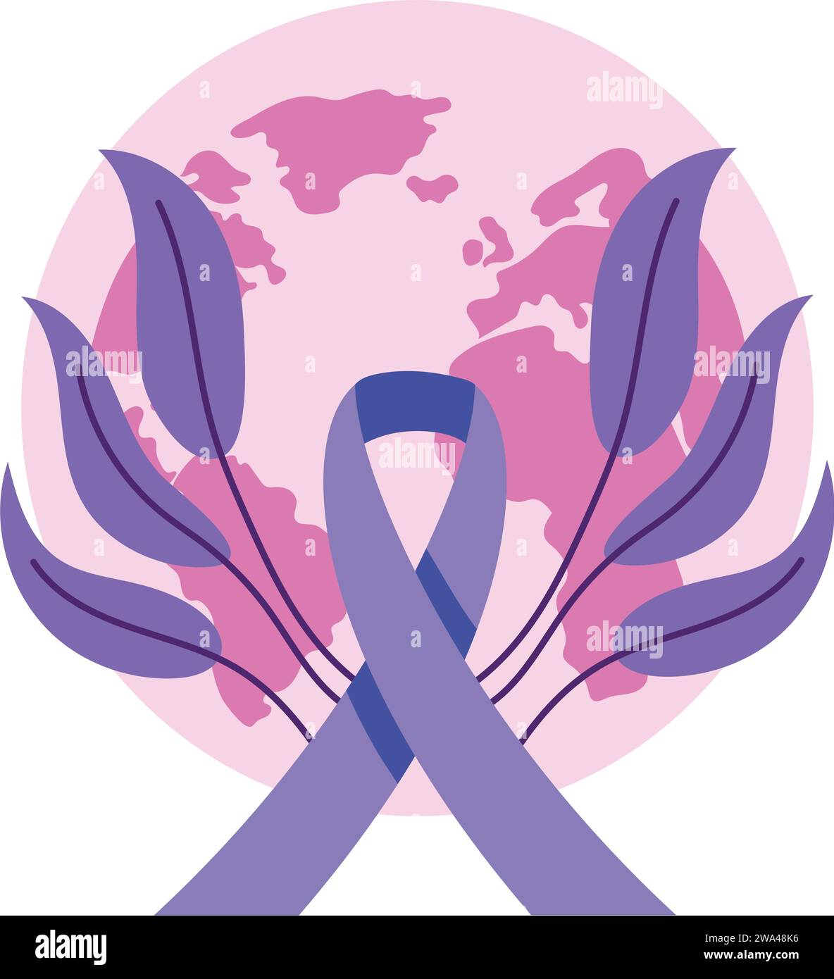 world cancer day ribbon and leaves vector isolated Stock Vector Image ...