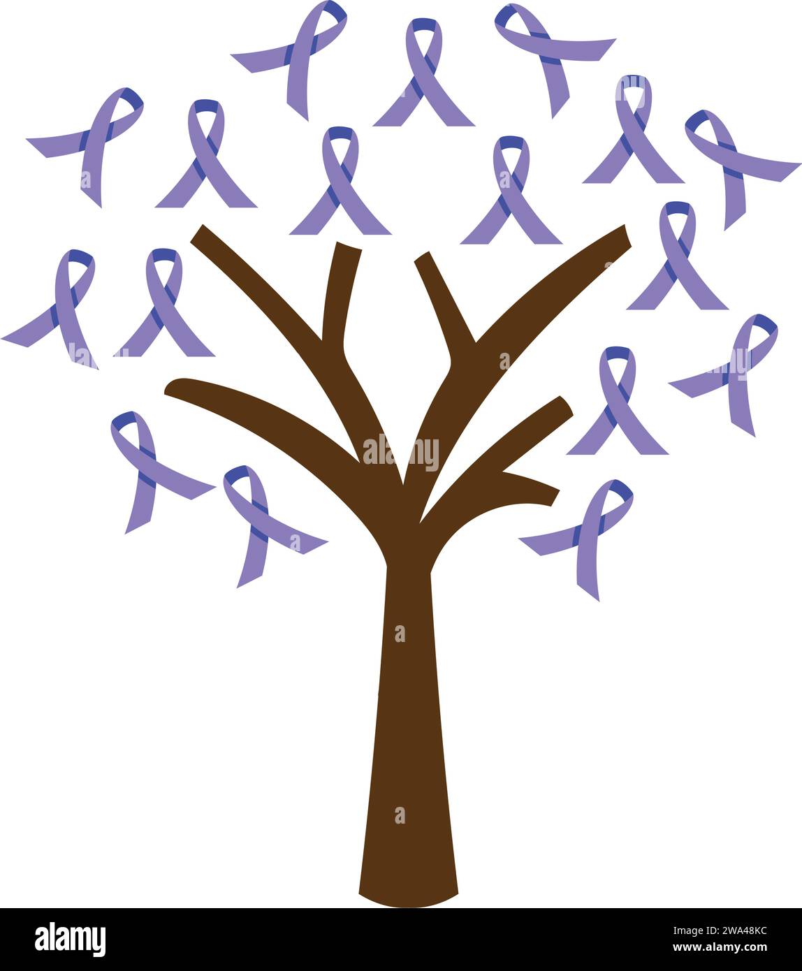 world cancer day illustration of purple ribbon tree vector isolated ...