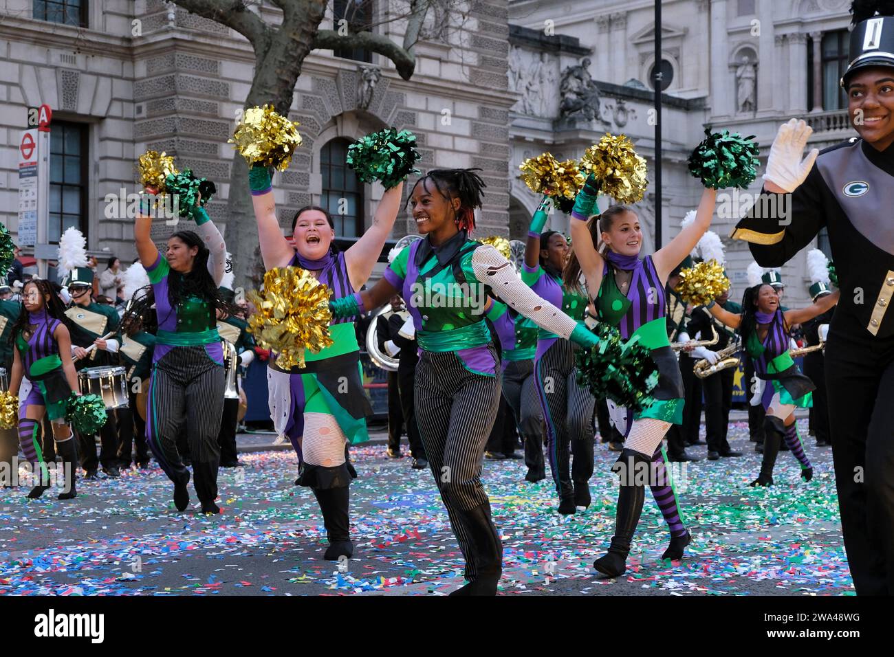 London, UK. 1st January, 2024. Crowds in London gather to watch the London New Year's Day Parade ...