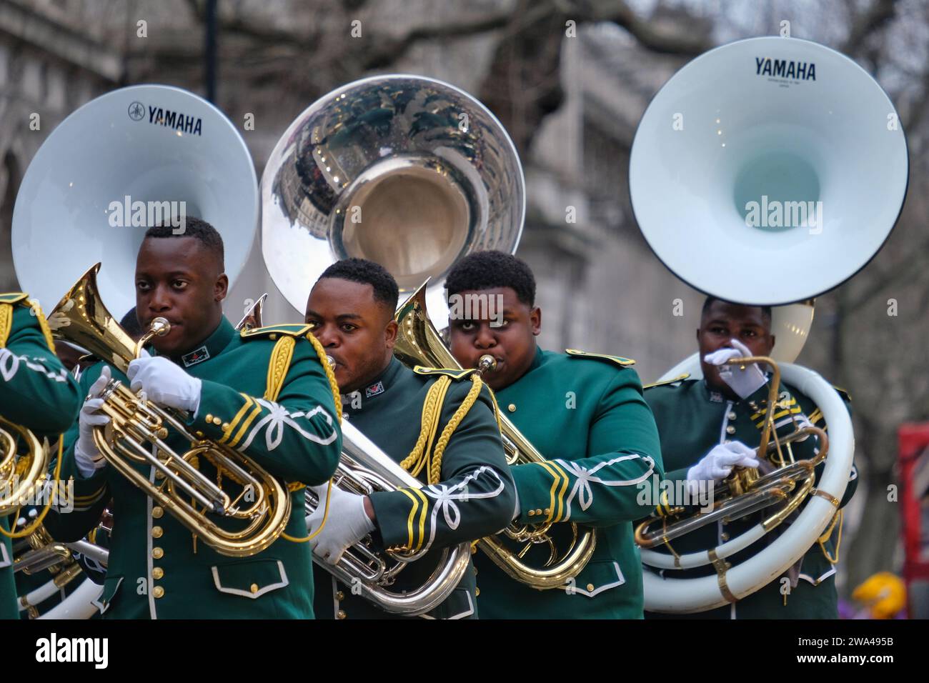 London, UK. 1st January, 2024. Crowds in London gather to watch the London New Year's Day Parade ...