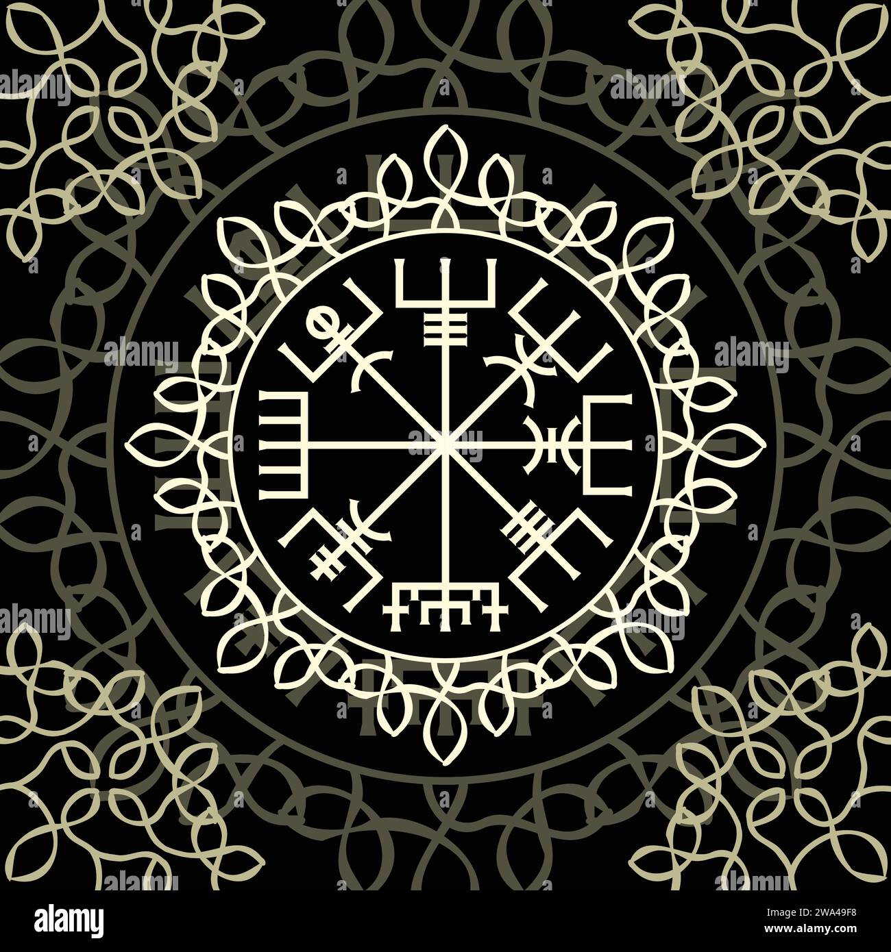 Vegvisir true yellow outline circle Stock Vector Image & Art - Alamy