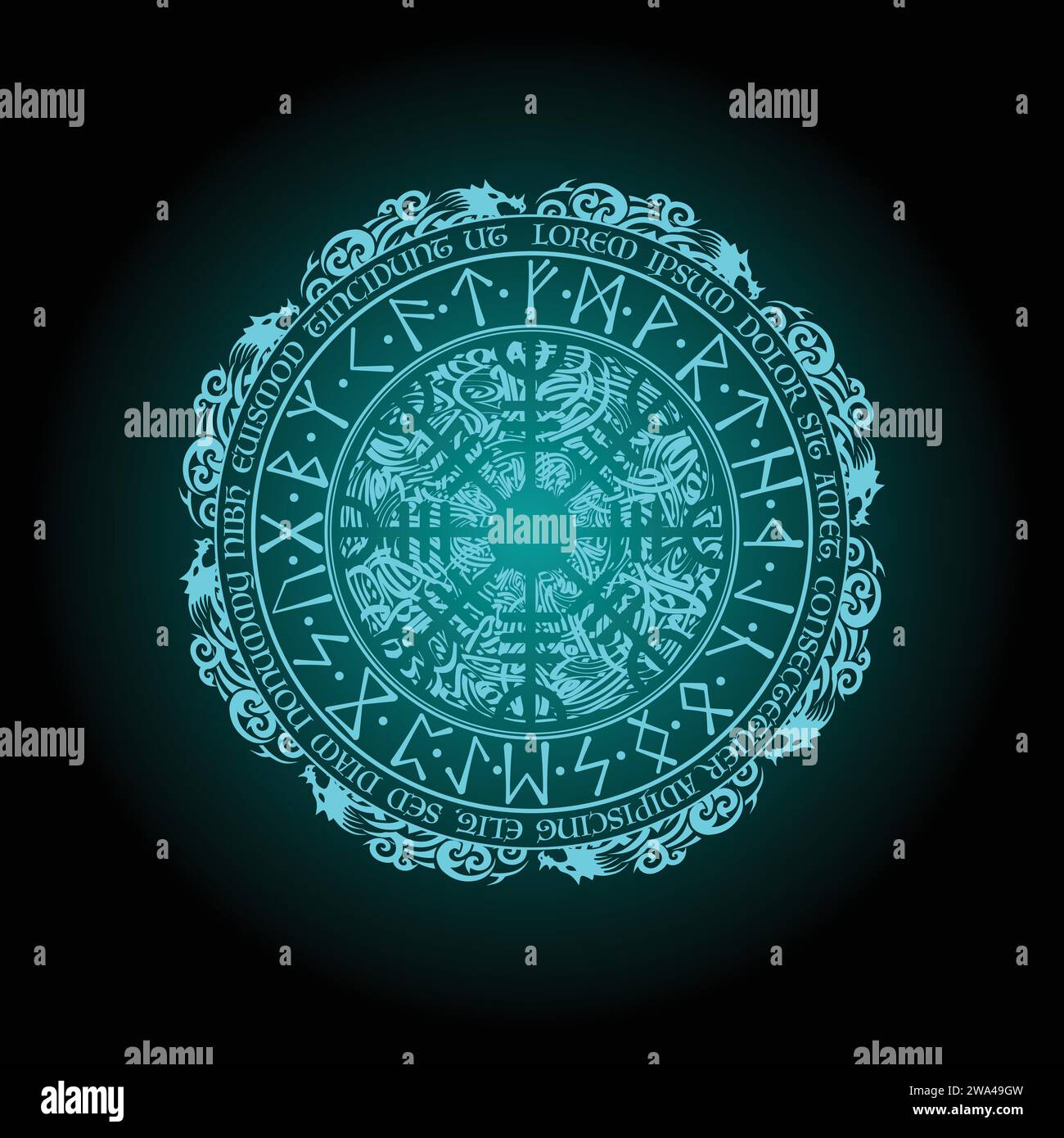 Bright blue scandinavian circle runes Stock Vector Image & Art - Alamy