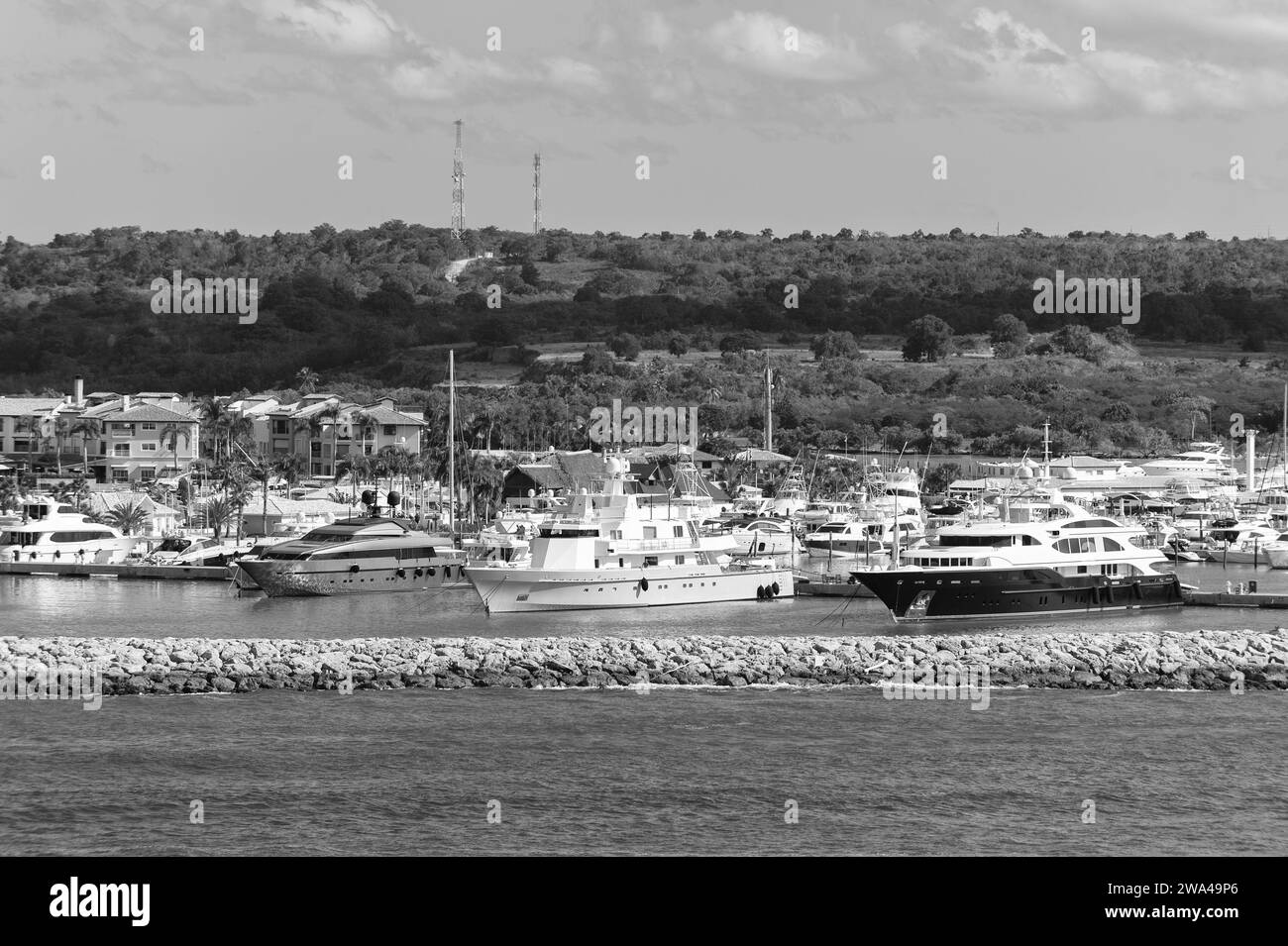 yacht harbour in the sea. yacht harbour view. summer vacation on yacht ...