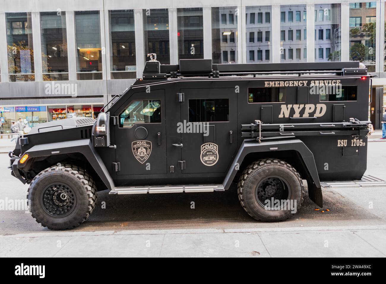 New York City, USA - November 11, 2023: Police emergency rescue vehicle ...