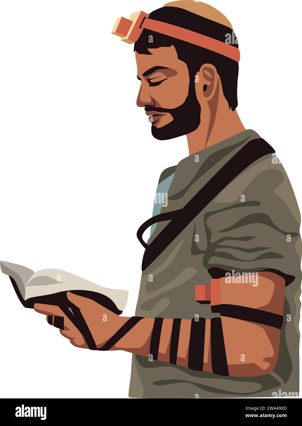 jewish tefillin man praying Stock Vector Image & Art - Alamy