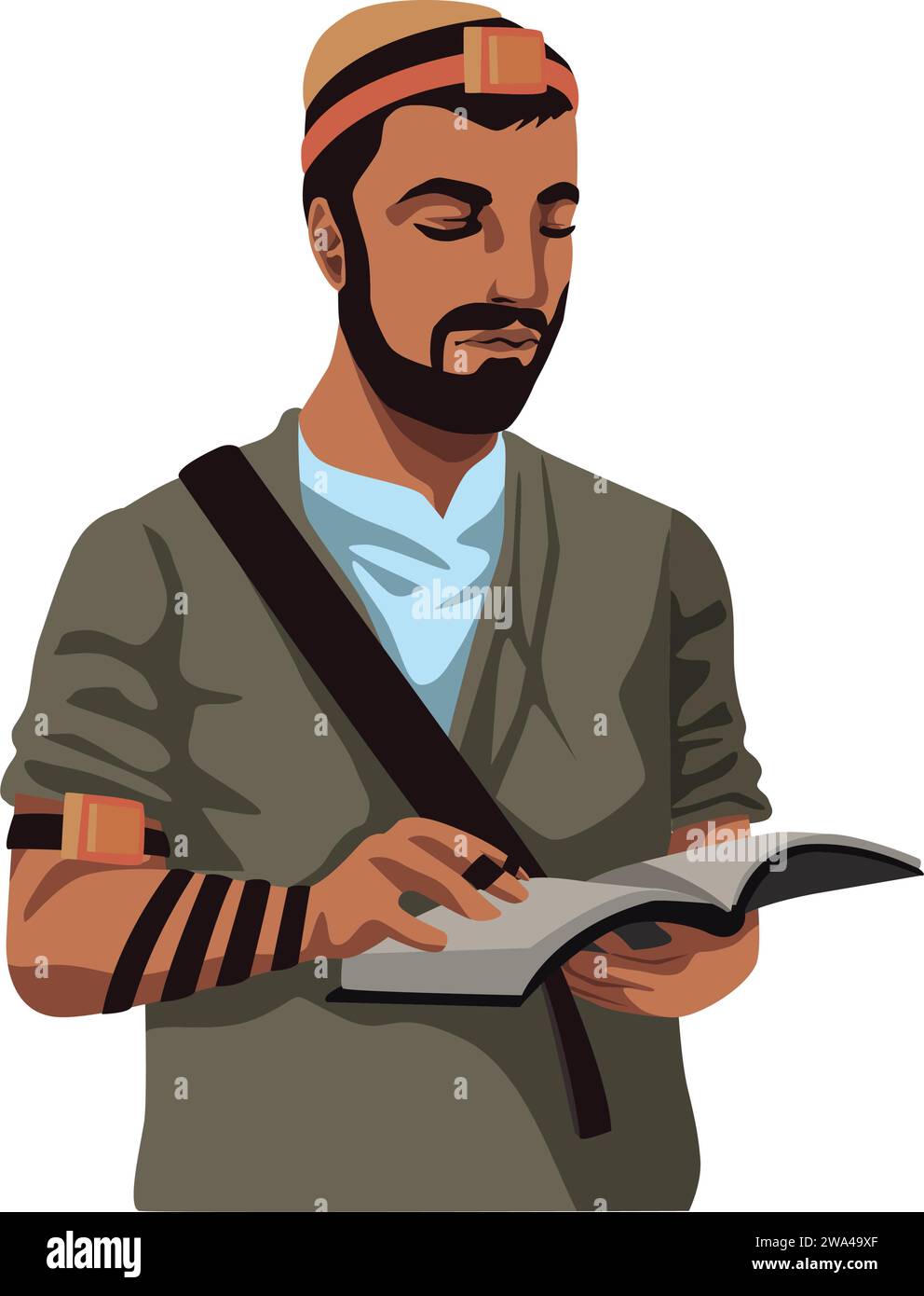 jewish tefillin man with torah Stock Vector Image & Art - Alamy