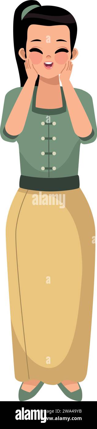 myanmar woman happy Stock Vector Image & Art - Alamy
