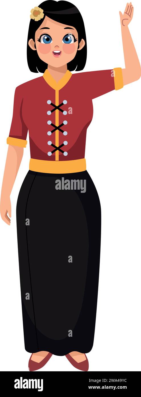 myanmar woman standing Stock Vector Image & Art - Alamy