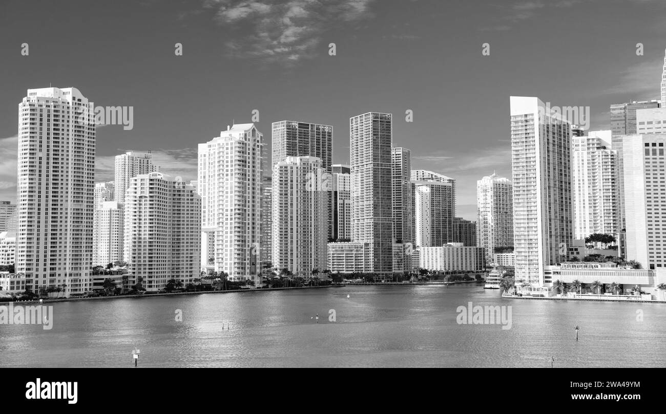 panoramic miami skyscraper skyline with horizon. photo of miami ...