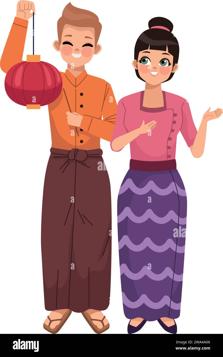 myanmar people in traditional costume Stock Vector Image & Art - Alamy