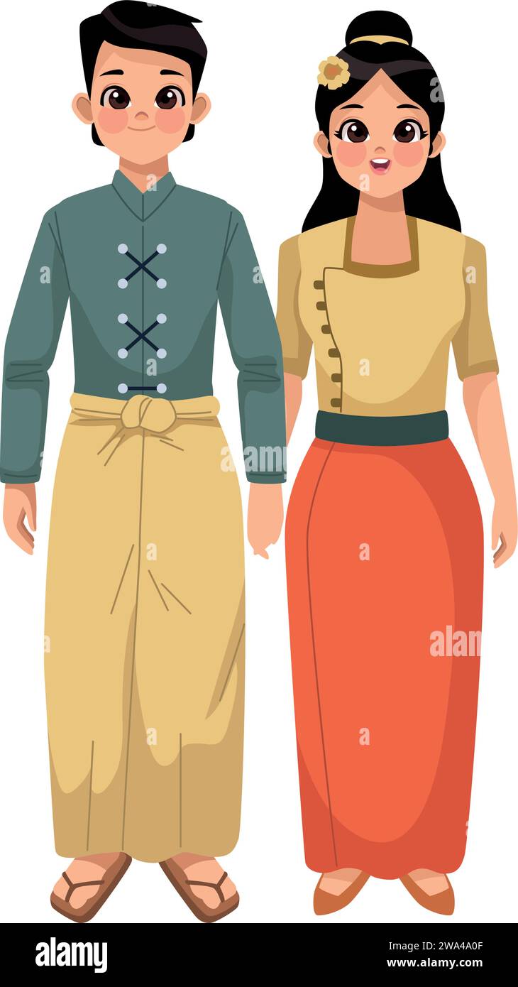 myanmar young man and woman Stock Vector Image & Art - Alamy