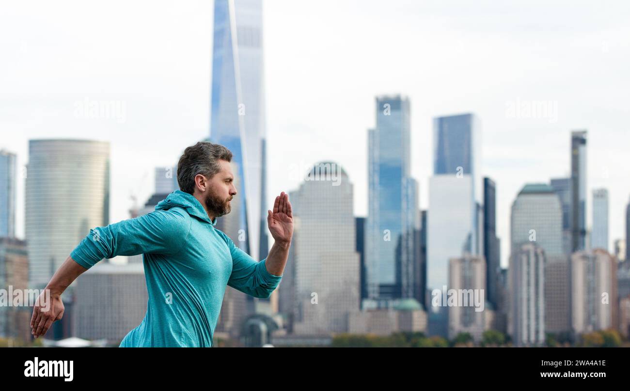 Sport runner. Man running. Fit male sport fitness model sprinting ...