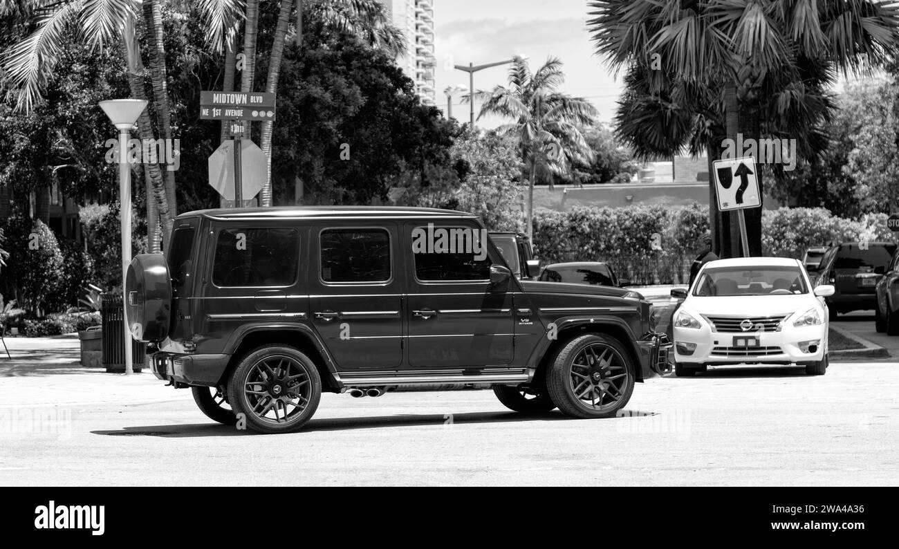Miami Beach, Florida USA - April 15, 2021: pink metallic mercedes g63 ...