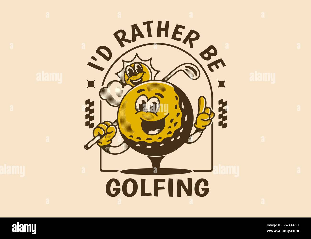 I'd rather be golfing. Vintage mascot character illustration of a golf ...
