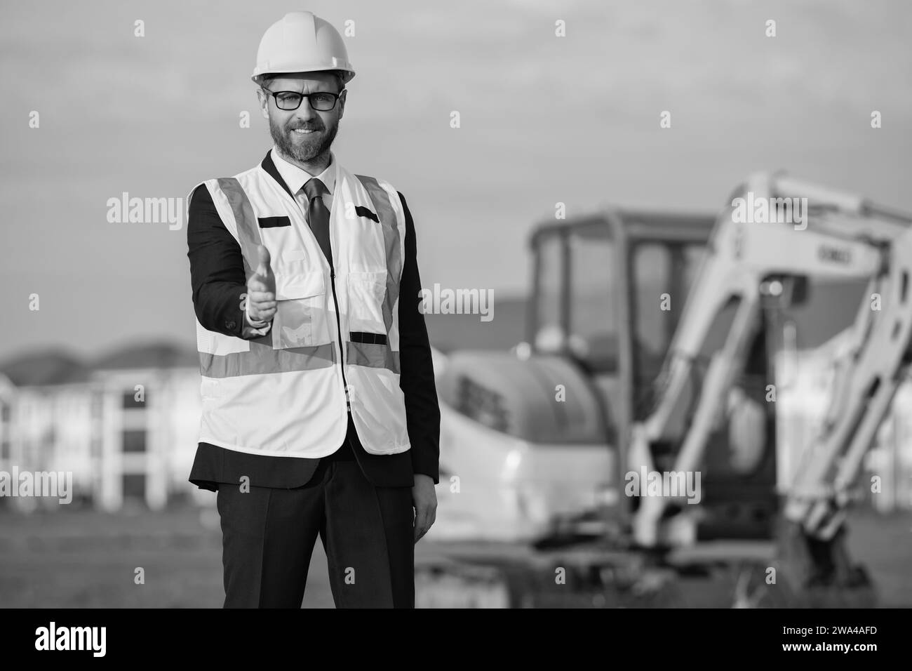 engineer man at civil engineering outdoor, welcome. engineer man at ...