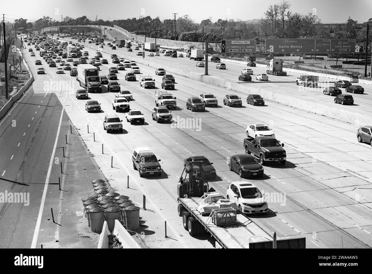 Los Angeles, California USA - March 30, 2021: Interstate 405 with car ...