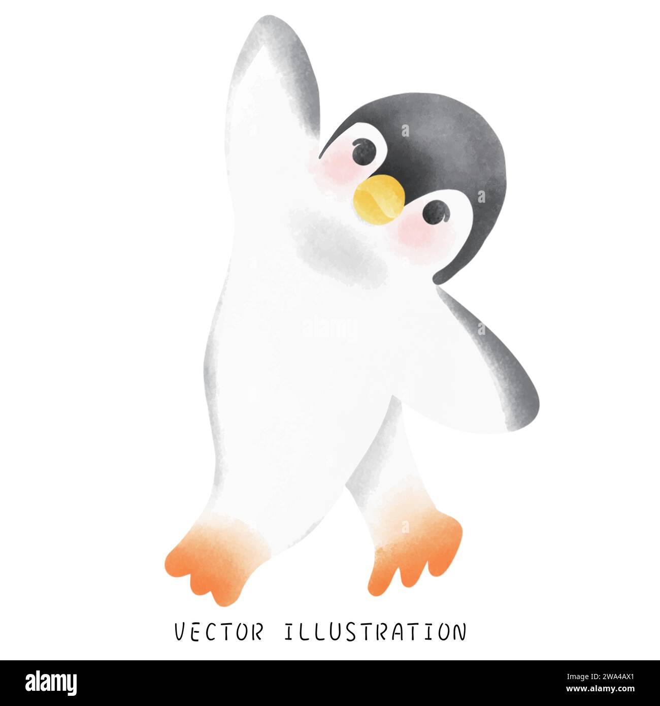 Spinning Penguins in Winter Wonderland: Charming Hand-Drawn Watercolor ...