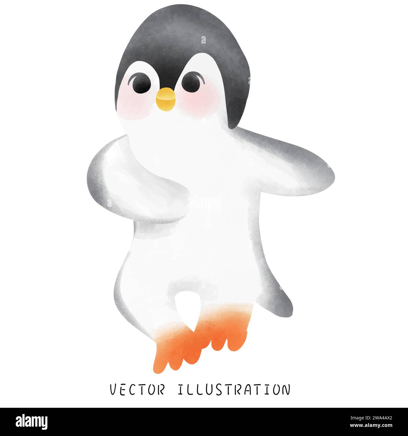 Spinning Penguins in Winter Wonderland: Charming Hand-Drawn Watercolor ...