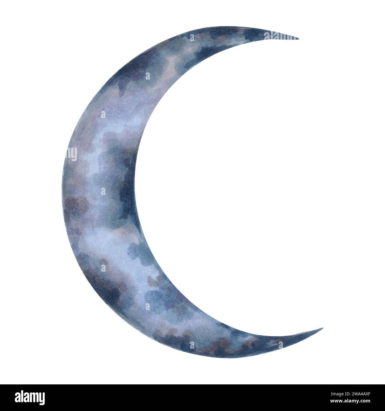 Crescent moon celestial magical element.Sketch of astrological lunar ...
