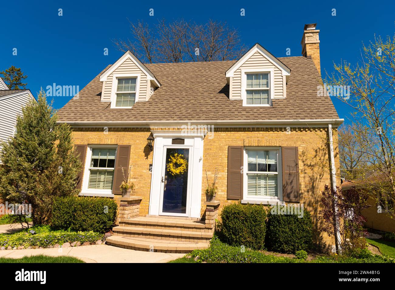 residential building house outdoor. suburban cottage house in ...