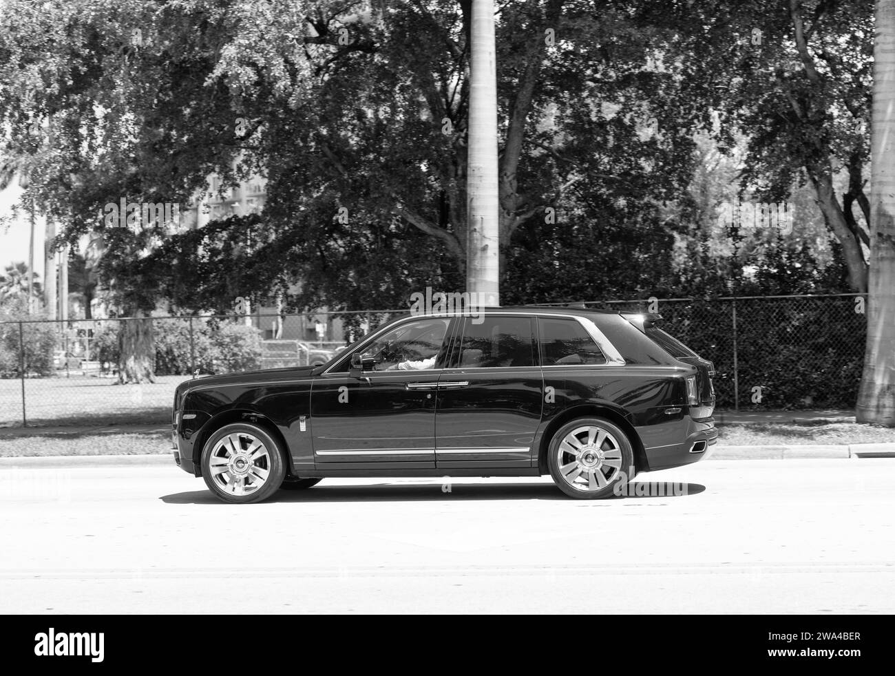 Miami, Florida USA - April 15, 2021: Rolls-Royce Cullinan black car ...