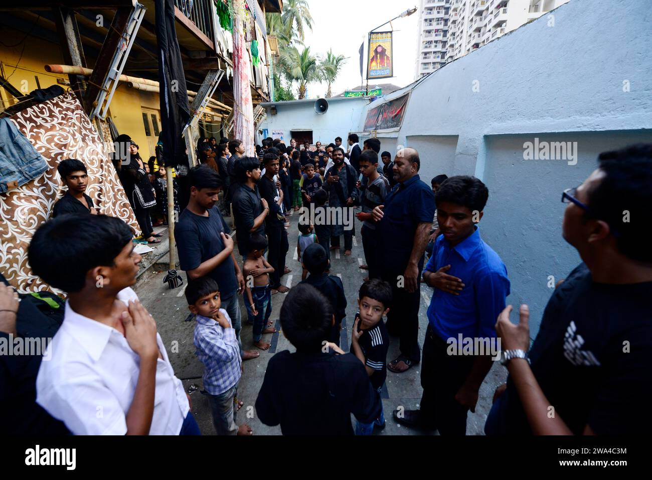 Shia men flogging themselves during the Muharram mourning festival of ...