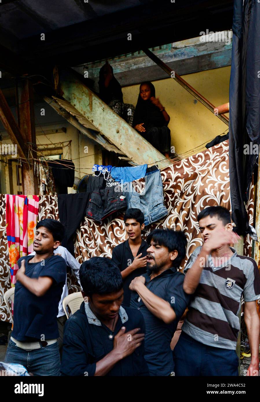 Shia men flogging themselves during the Muharram mourning festival of ...