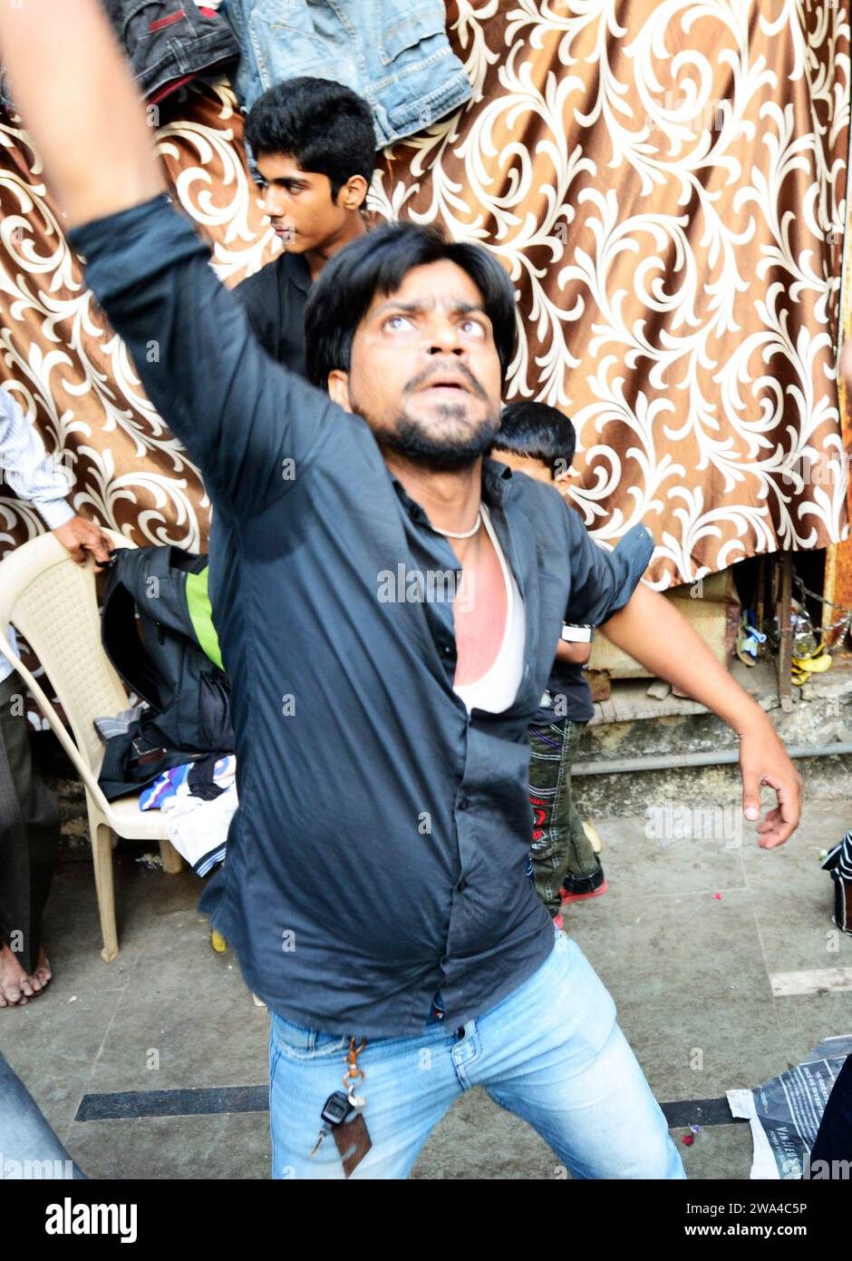 Shia men flogging themselves during the Muharram mourning festival of ...