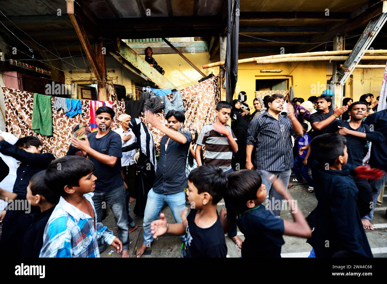 Shia men flogging themselves during the Muharram mourning festival of ...