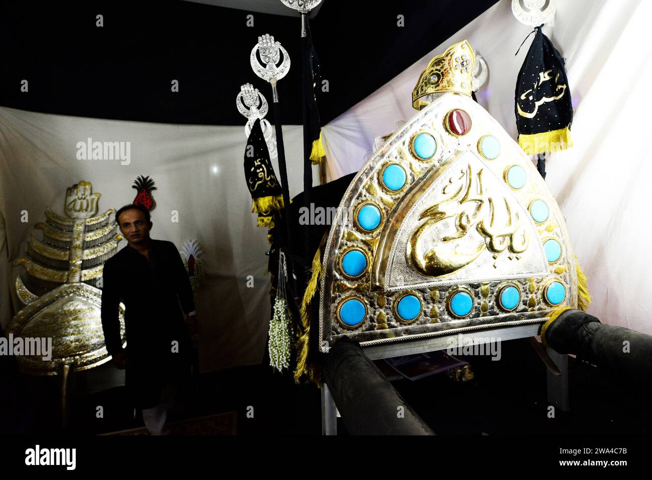 Shia Muslim pilgrims visiting sites representing the story of the ...