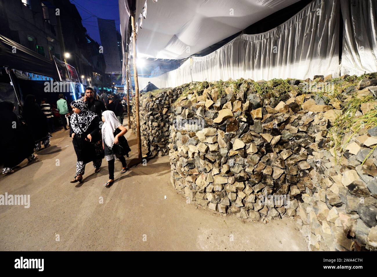 Shia Muslim pilgrims visiting sites representing the story of the ...